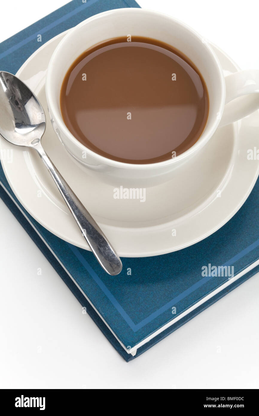 Coffee cup and book with white background Stock Photo - Alamy