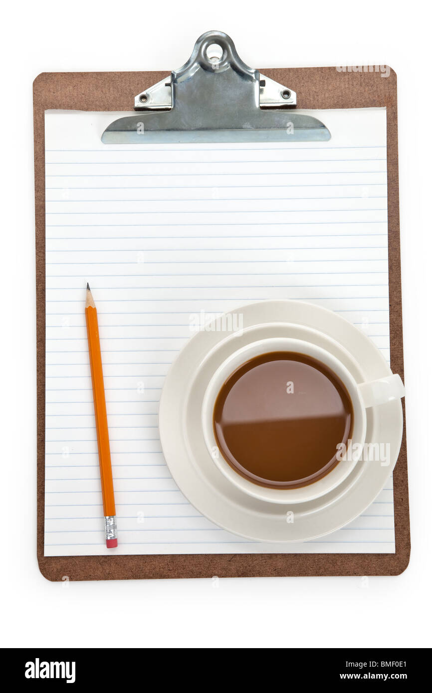 Coffee cup and Clipboard with white background Stock Photo - Alamy