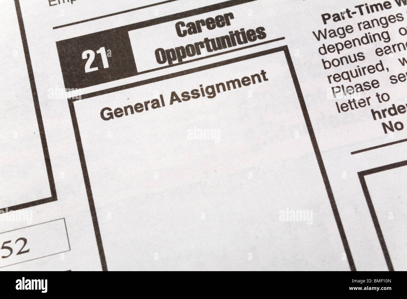 newspaper employment ad, Career Opportunities, Employment concept Stock ...