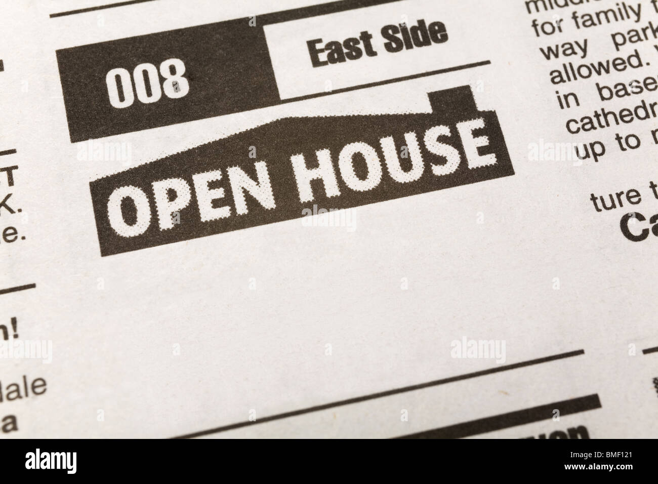 newspaper Classified Ad, Open House, Real Estate concept Stock Photo ...
