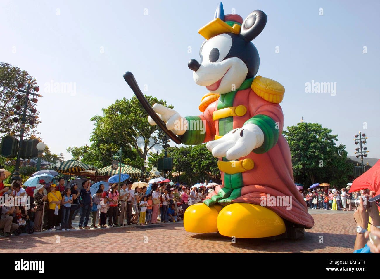 Giant Mickey Mouse float during parade, Hong Kong Disneyland, Lantau ...