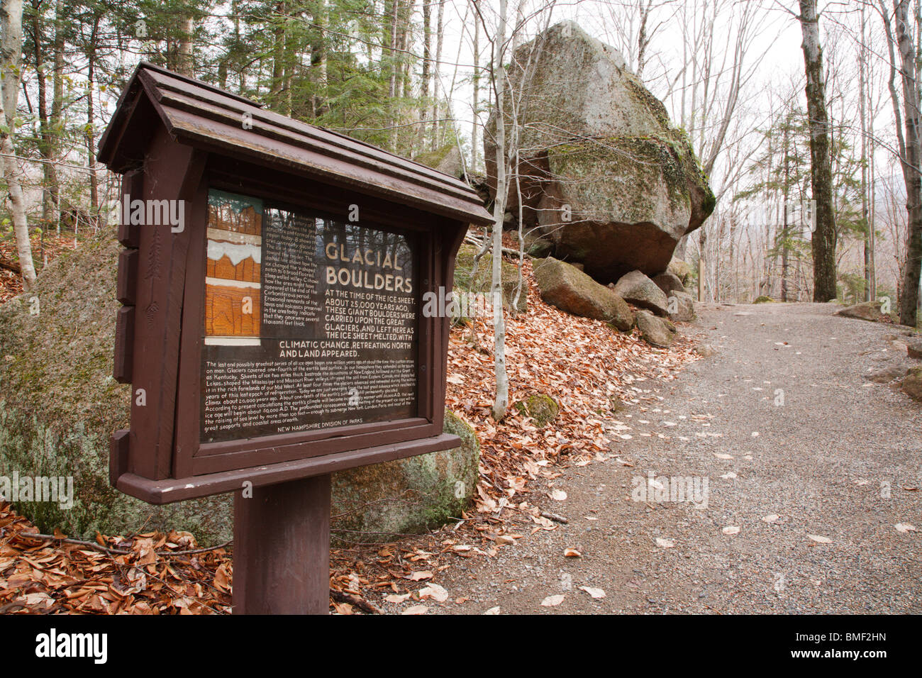 Franconia Notch State Park - Glacial Boulders along a walking trail at ...