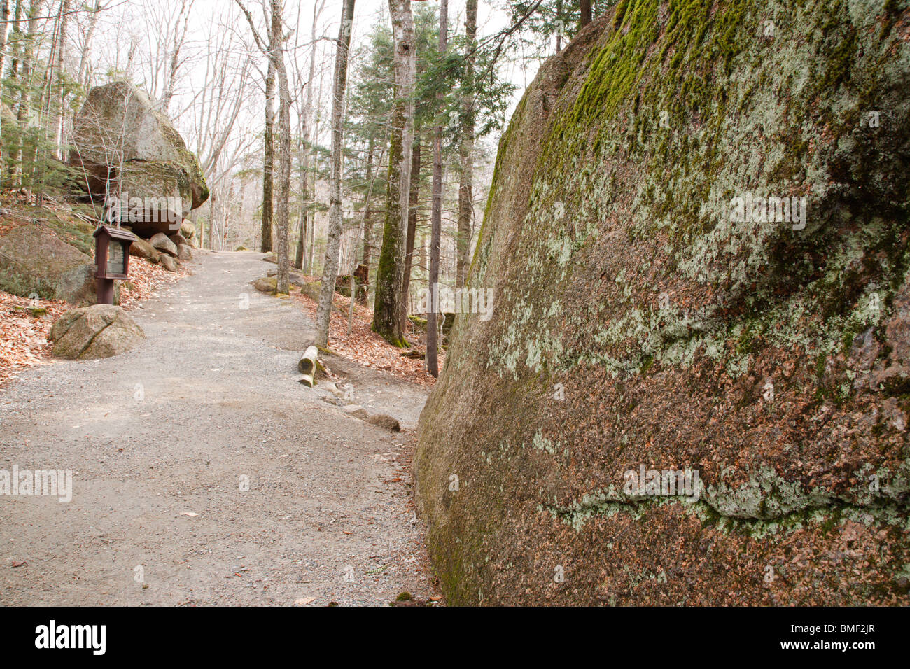 Franconia Notch State Park - Glacial Boulders along a walking trail at ...