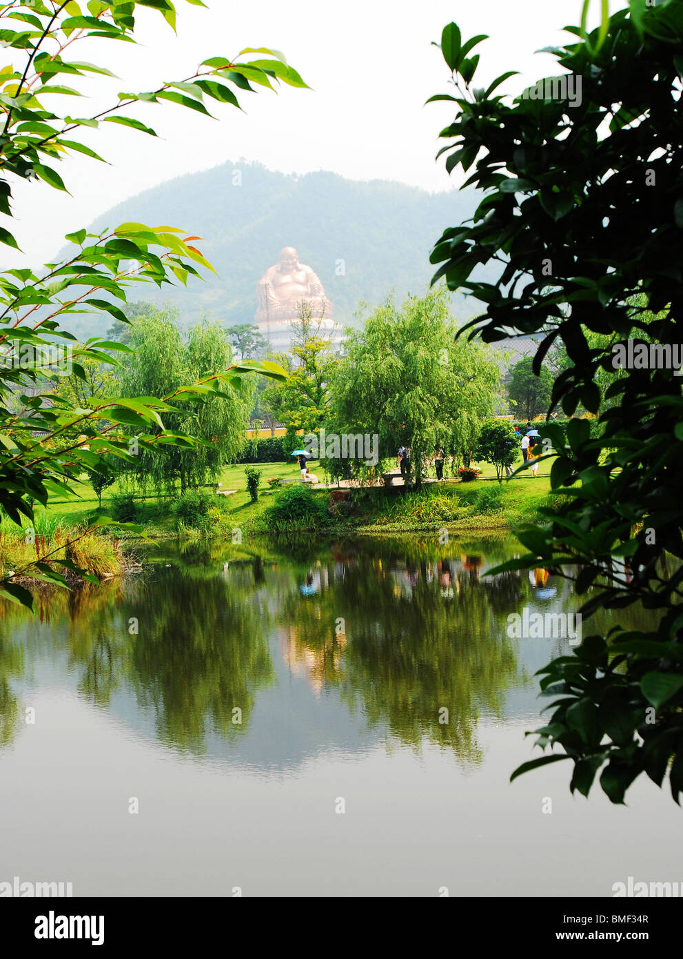 Giant Maitreya statue in Xuedou Temple, Mount Xuedou Scenic Area, Xik ...