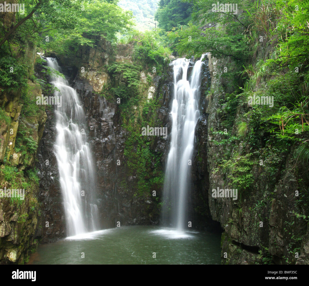 Waterfall in Three Hidden Lake Scenic Area, Mount Xuedou Scenic Area ...