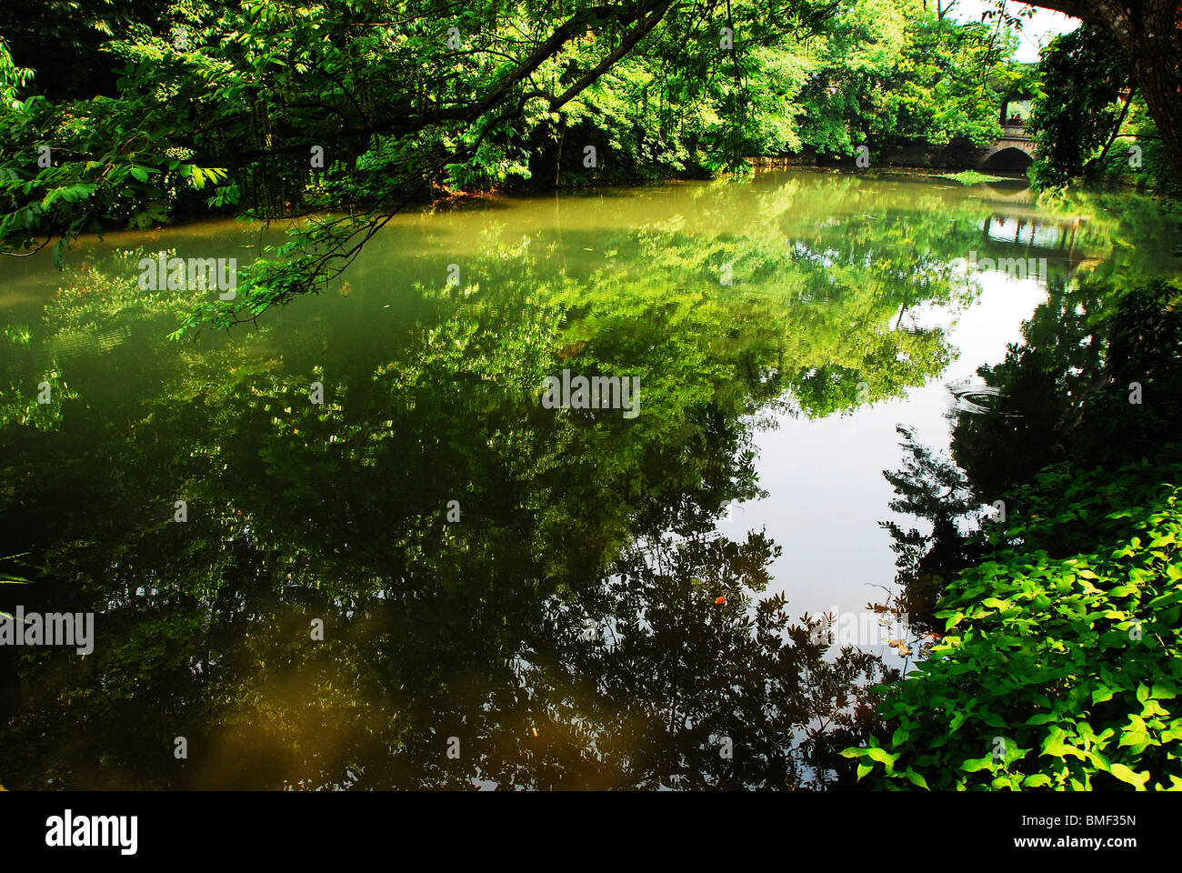 Serene lake in Three Hidden Lake Scenic Area, Mount Xuedou Scenic Area ...