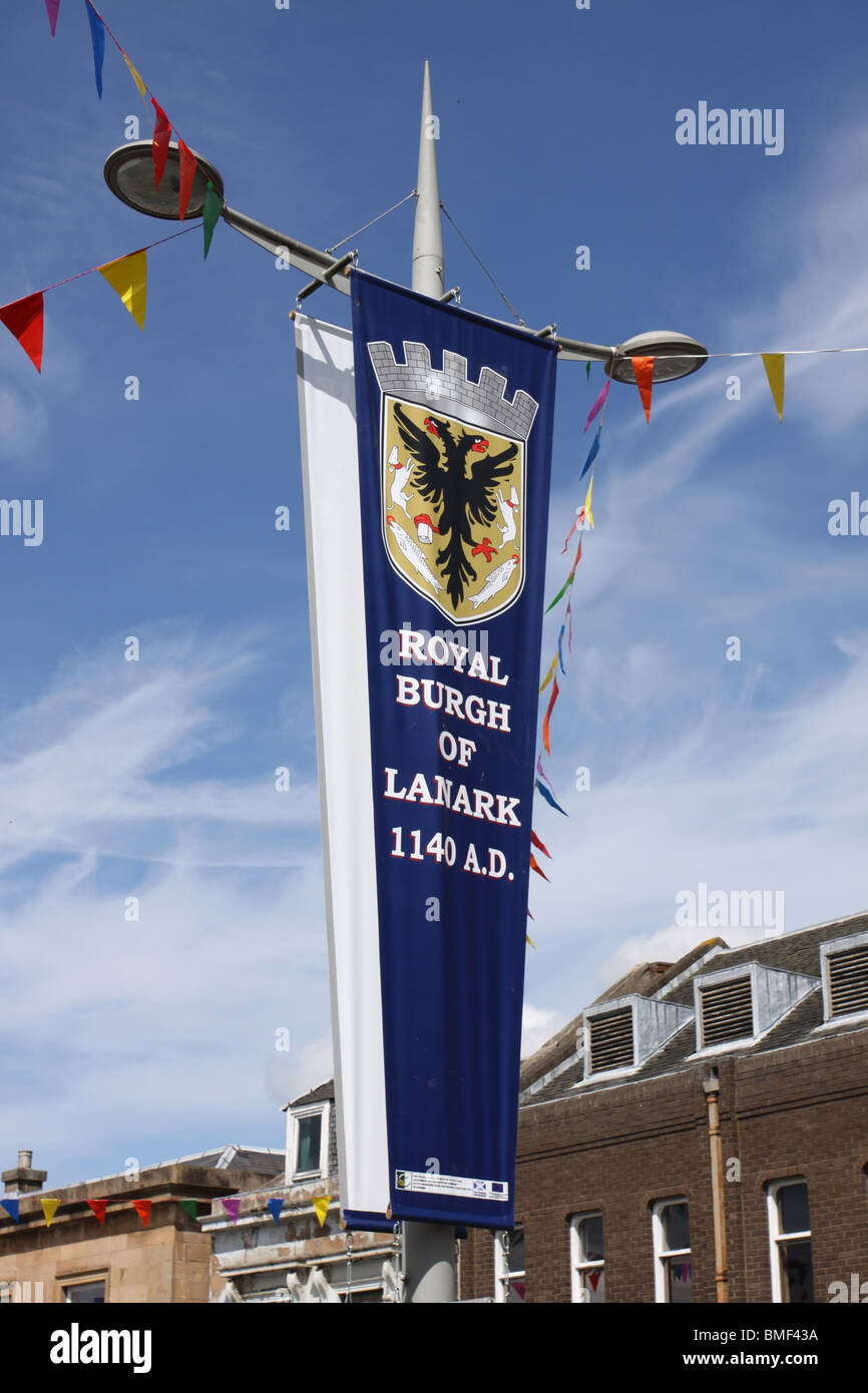 Royal burgh of Lanark banner South Lanarkshire Scotland June 2010 Stock ...