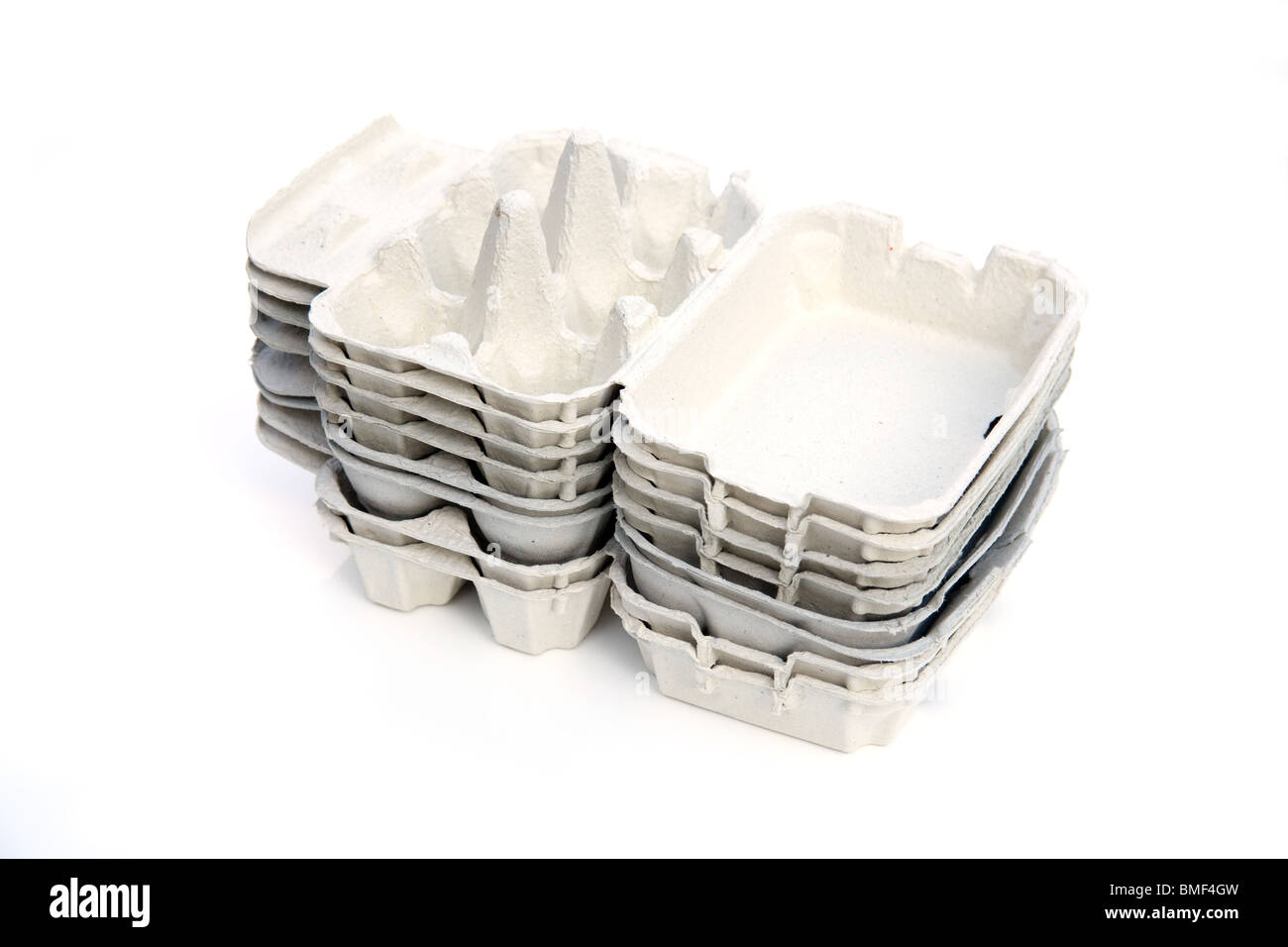 Cardboard chicken egg boxes isolated on a white studio background Stock ...