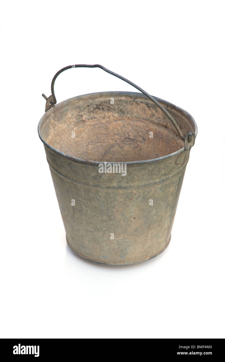 Metal bucket isolated on a white studio background Stock Photo - Alamy