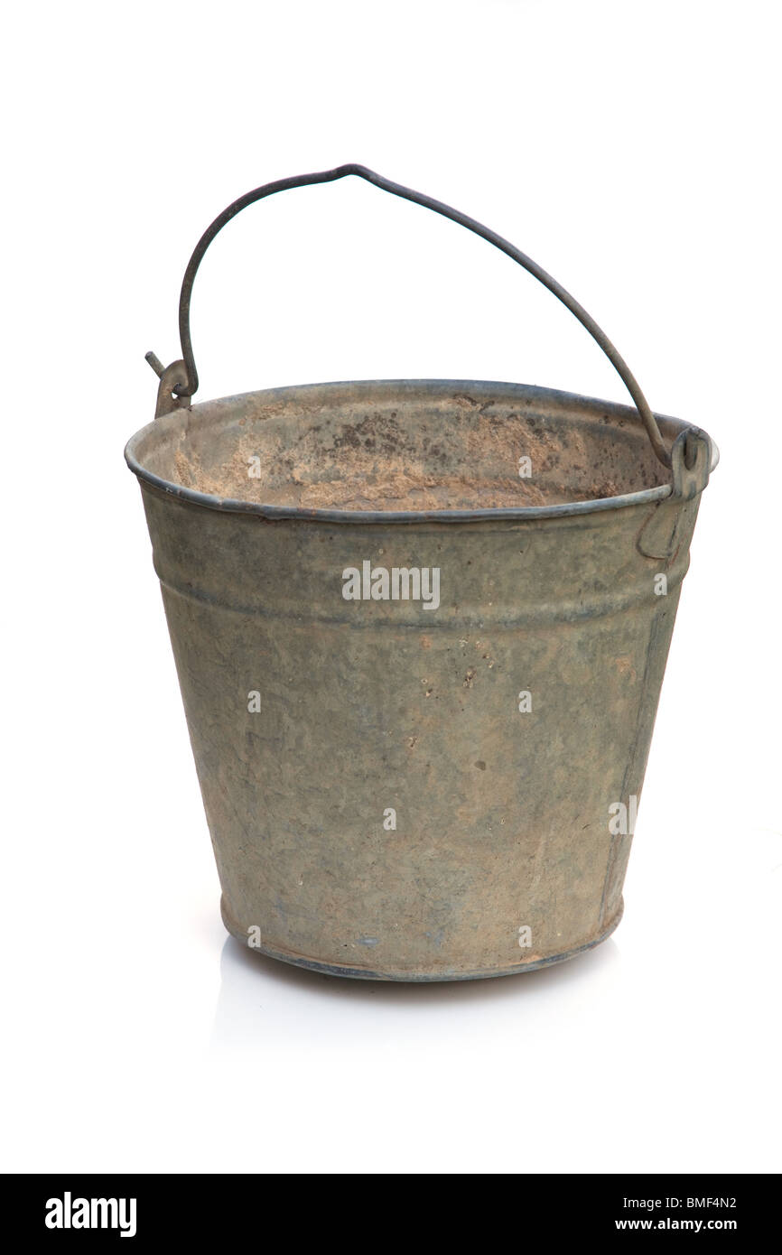 Metal bucket isolated on a white studio background Stock Photo - Alamy