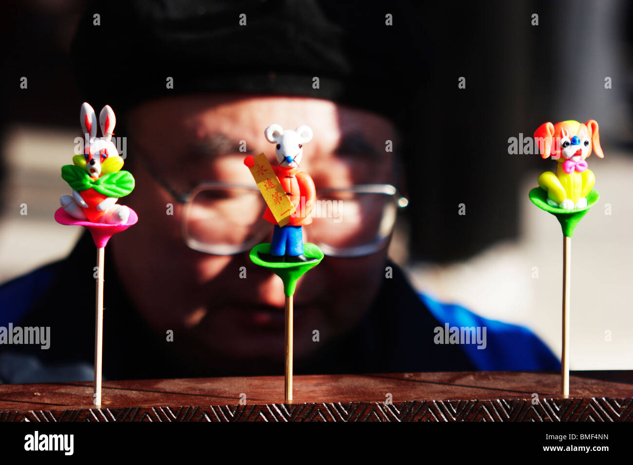 Traditional Chinese toy flour dolls, Dongyue Temple Fair during Spring ...