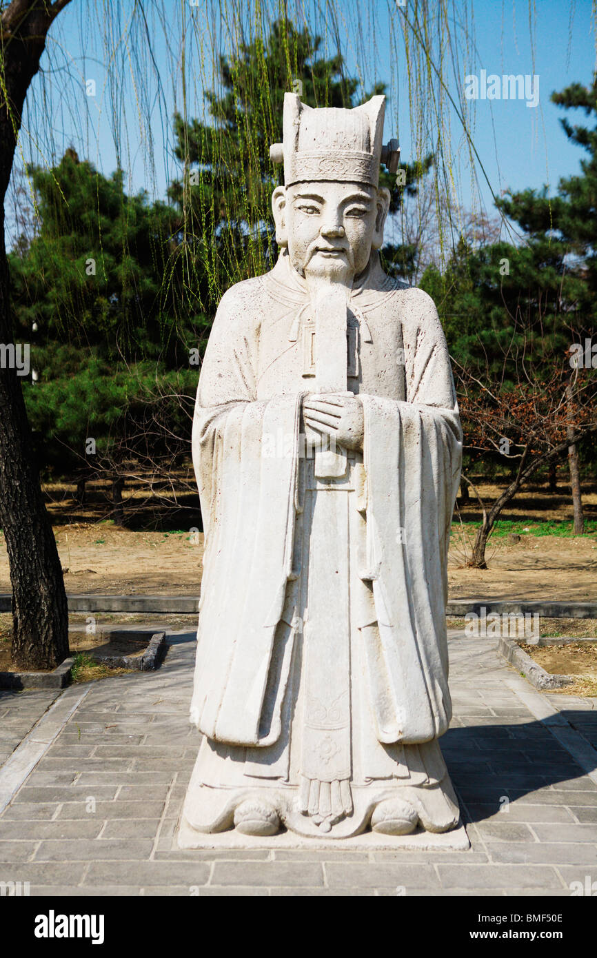 Stone statue of ancient civil official on the Sacred Way, Ming Dynasty ...