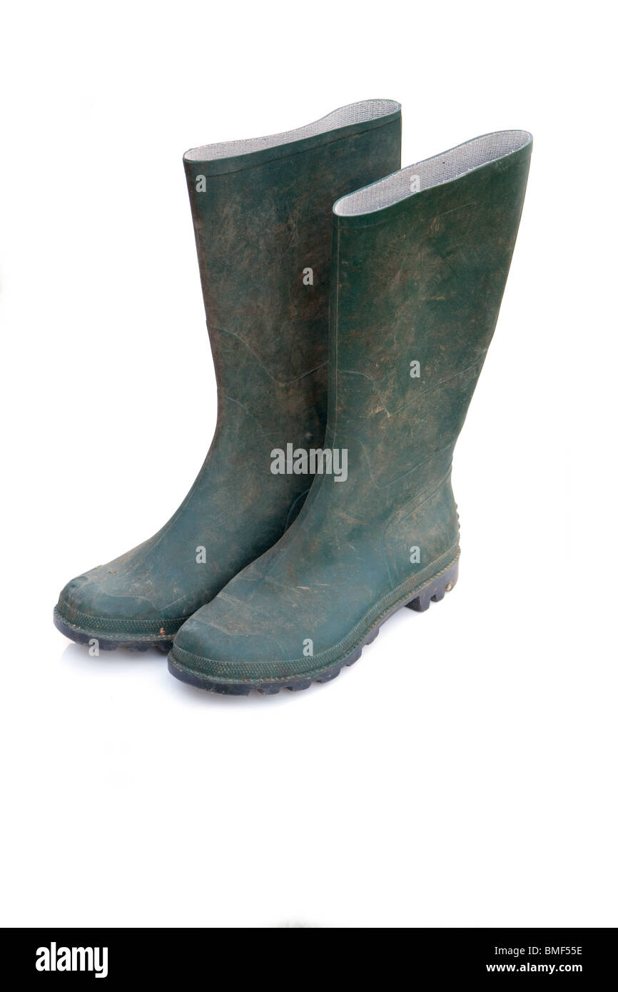 Rubber wellington boots isolated on a white studio background Stock ...