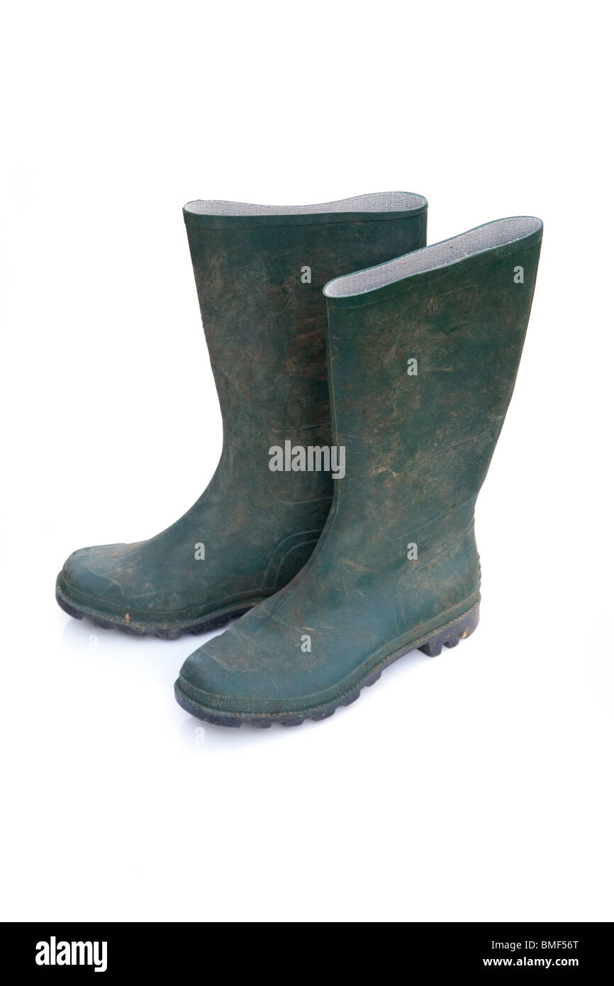 Wellington boots isolated on a white studio background Stock Photo - Alamy