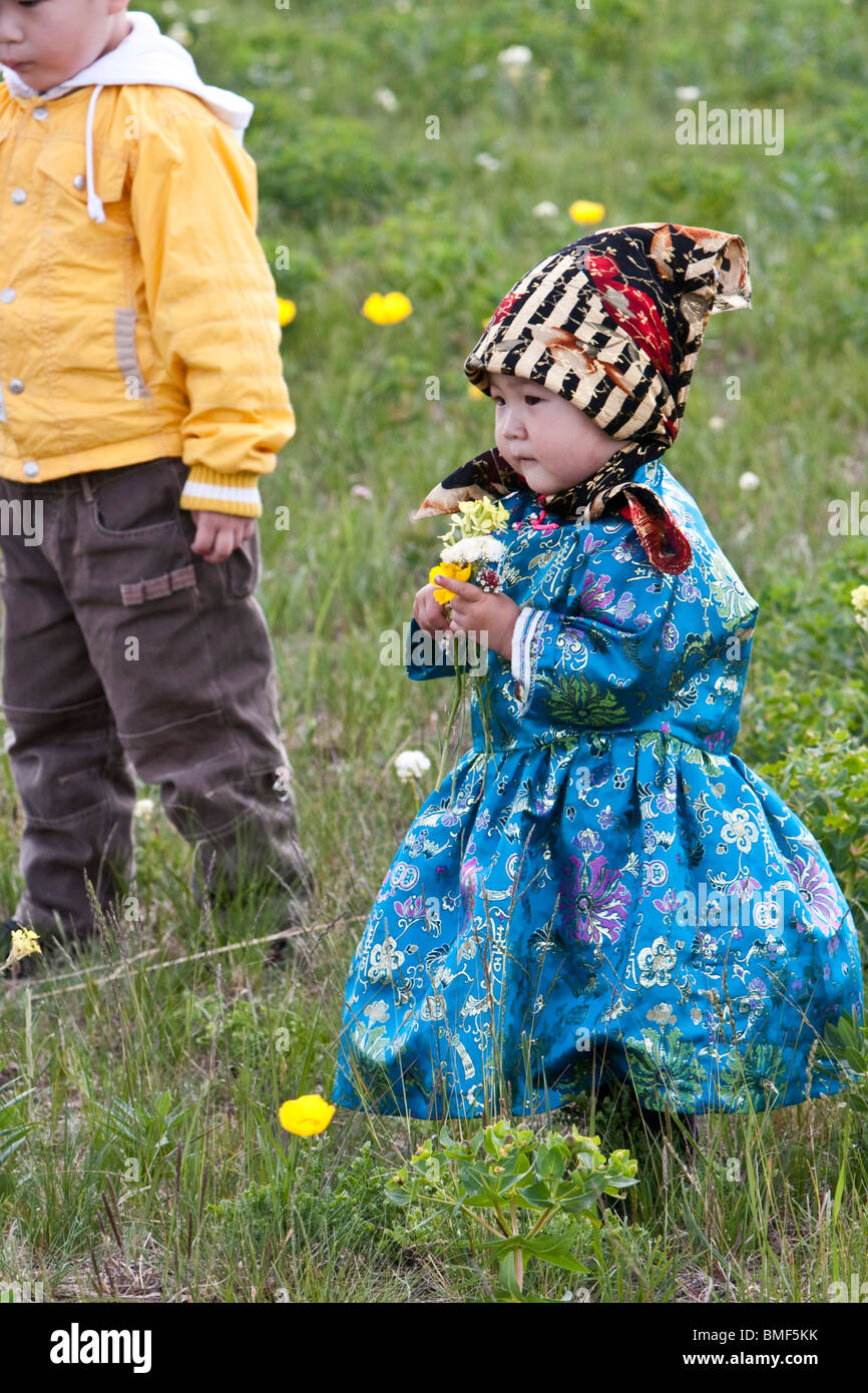Mongolian Girl In Traditional Costume During Aobao Festival Hulun Buir Grassland Hailar Inner