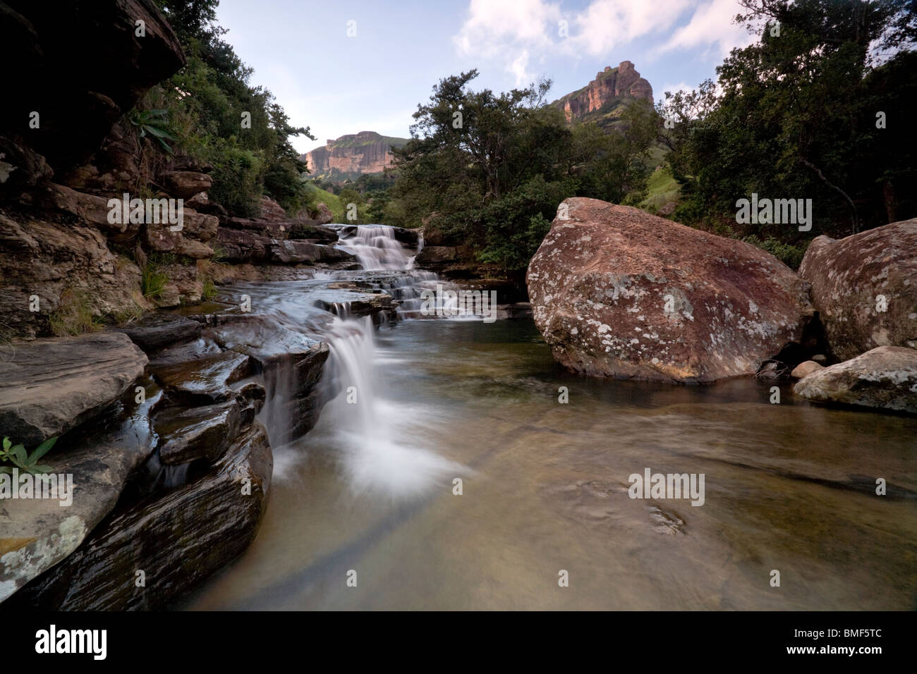 Fresh, crisp waters flow over the Drakensberg Cascades in Drakensberg ...