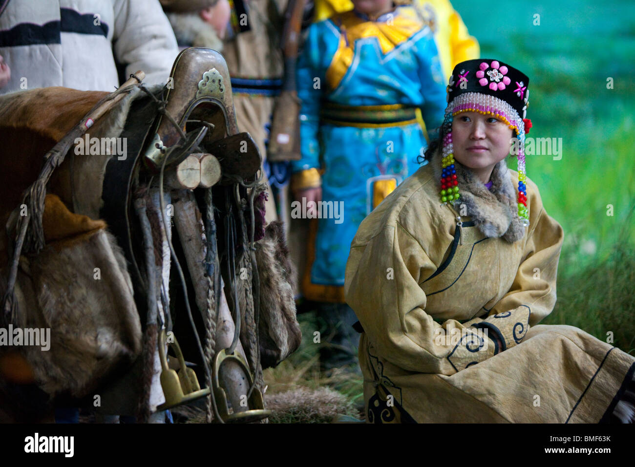 Oroqen woman in traditional costume, Oroqin Autonomous Banner ...