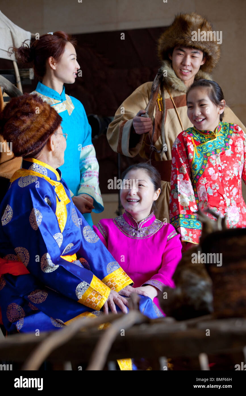 Daur people in traditional costume, Morin Dawa Daur Autonomous Banner ...