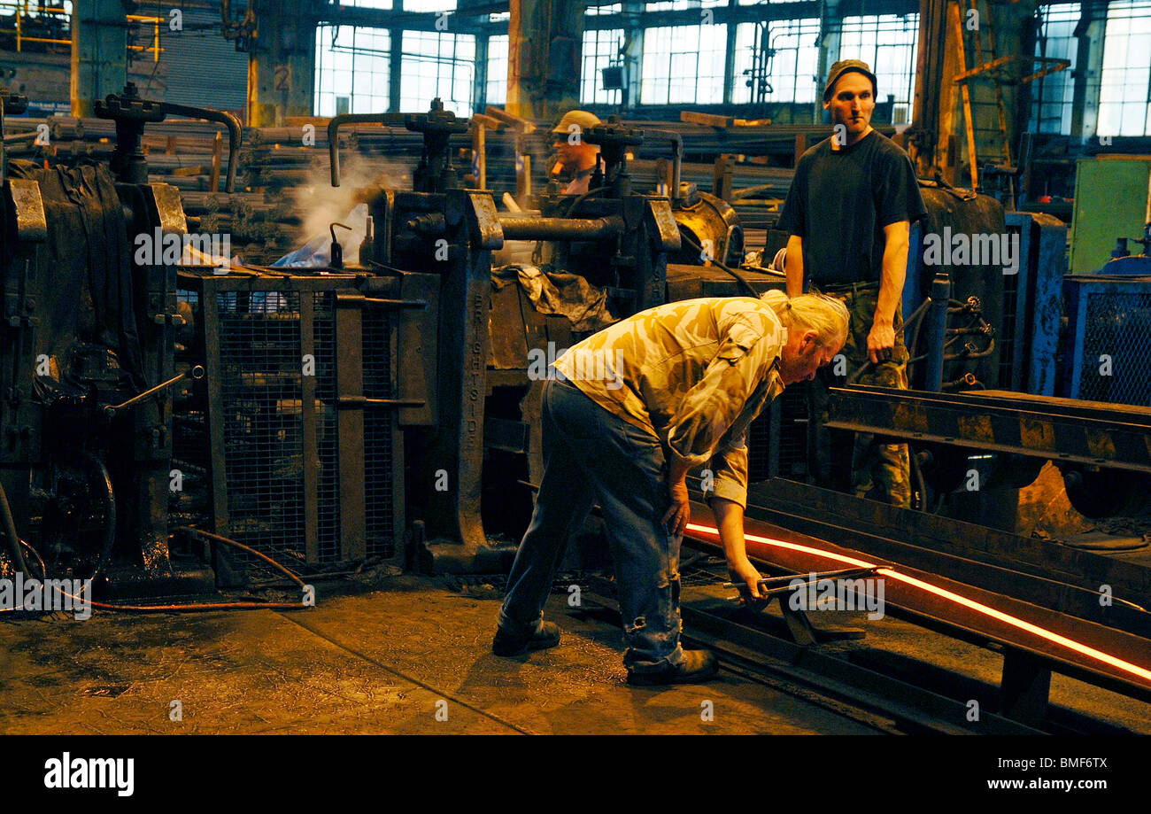 Bill Pinchers feeding strip steel through the mill at John Legg’s in ...
