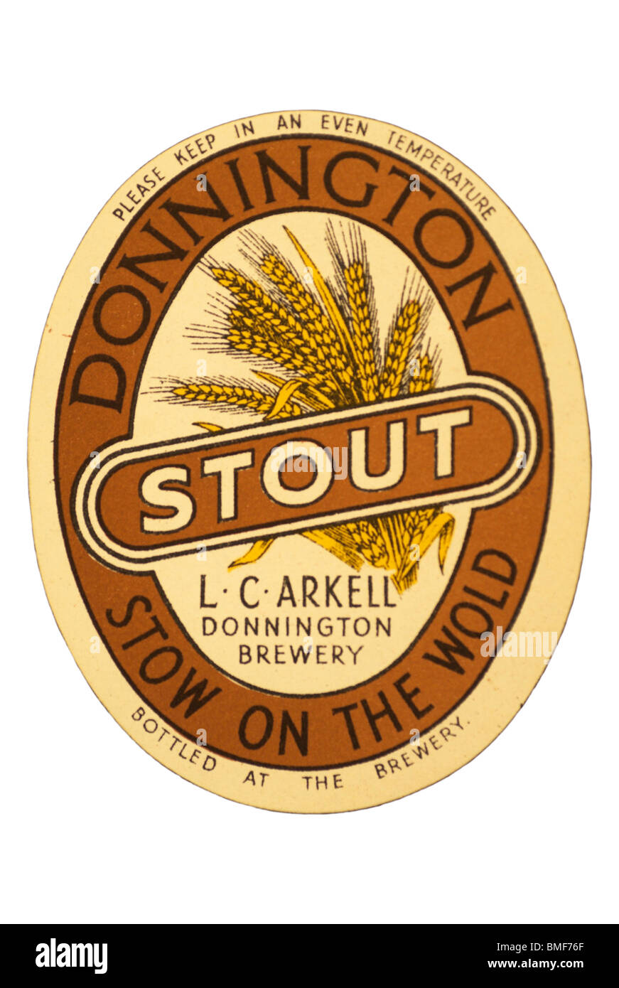 Donnington Stout beer bottle label - date unknown Stock Photo - Alamy