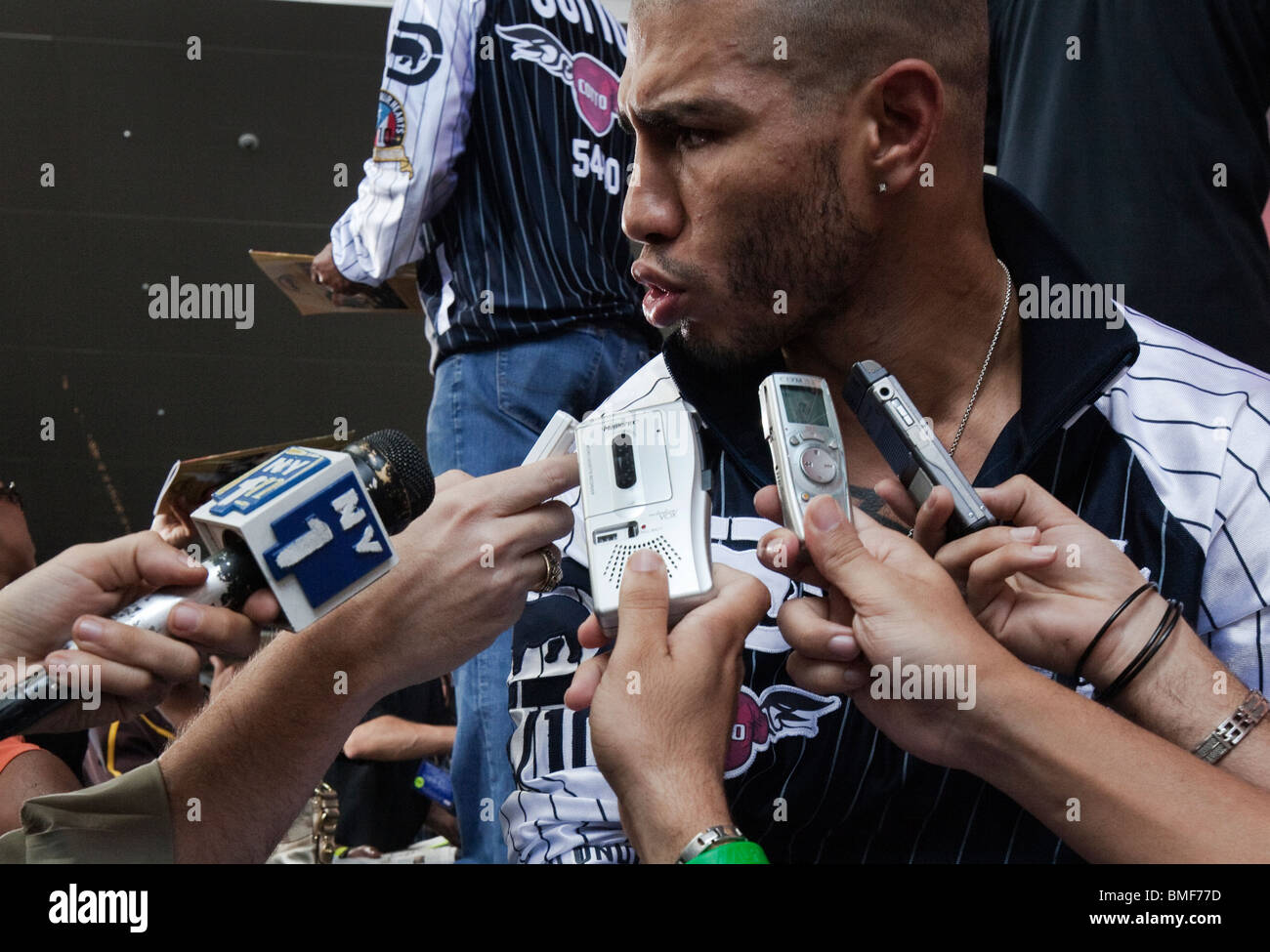 Miguel Cotto, Puerto Rican super welterweight boxer at weigh-in Yankee ...