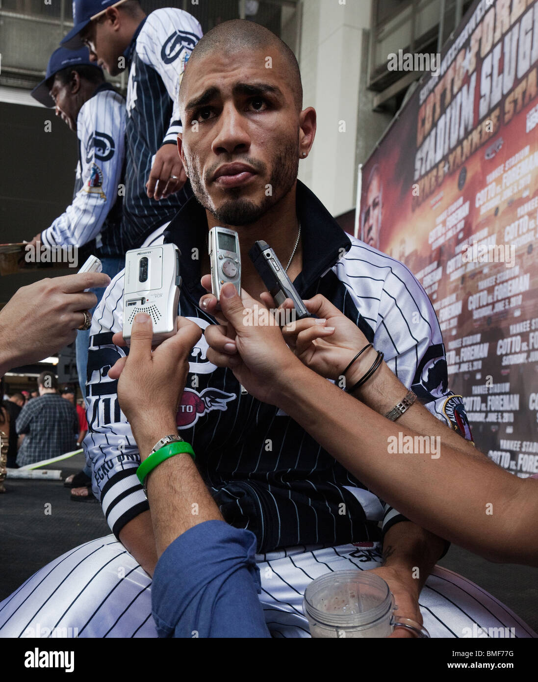 Miguel Cotto, Puerto Rican super welterweight boxer at weigh-in Yankee ...