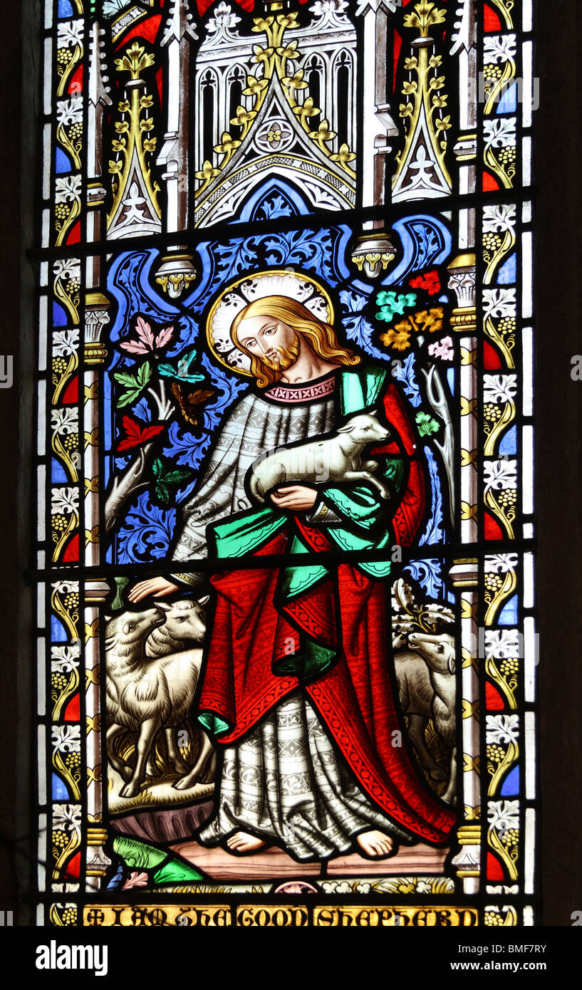 Stained glass window, St Mary's church, Launton, Oxfordshire, England ...