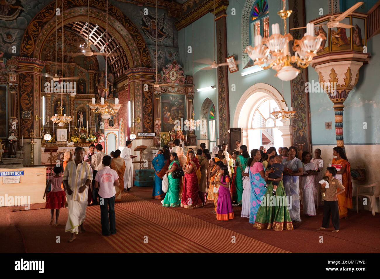 India, Kerala, Champakulam village, Syrian Christian Church interior ...