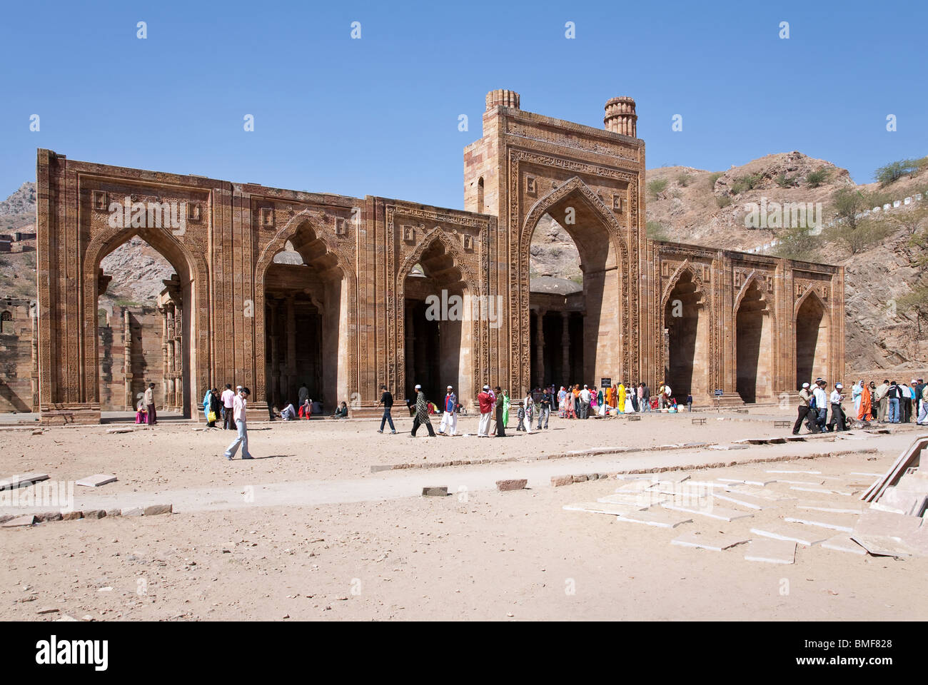 Indian people visiting Adhai-din-ka-Jhonpra mosque. Ajmer. Rajasthan ...