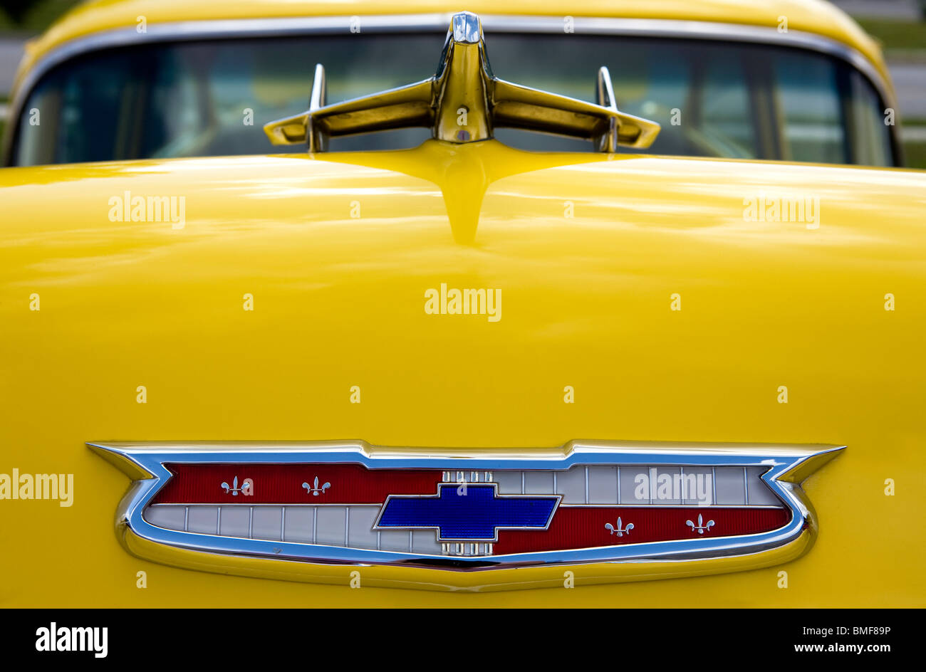 Detail of vintage car on display during an antique car show Stock Photo ...