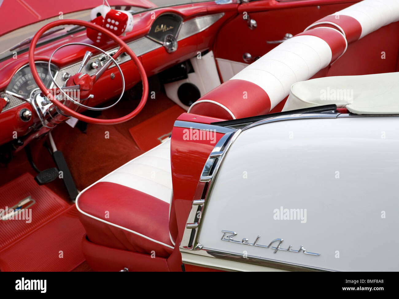 Detail of vintage car on display during an antique car show Stock Photo ...