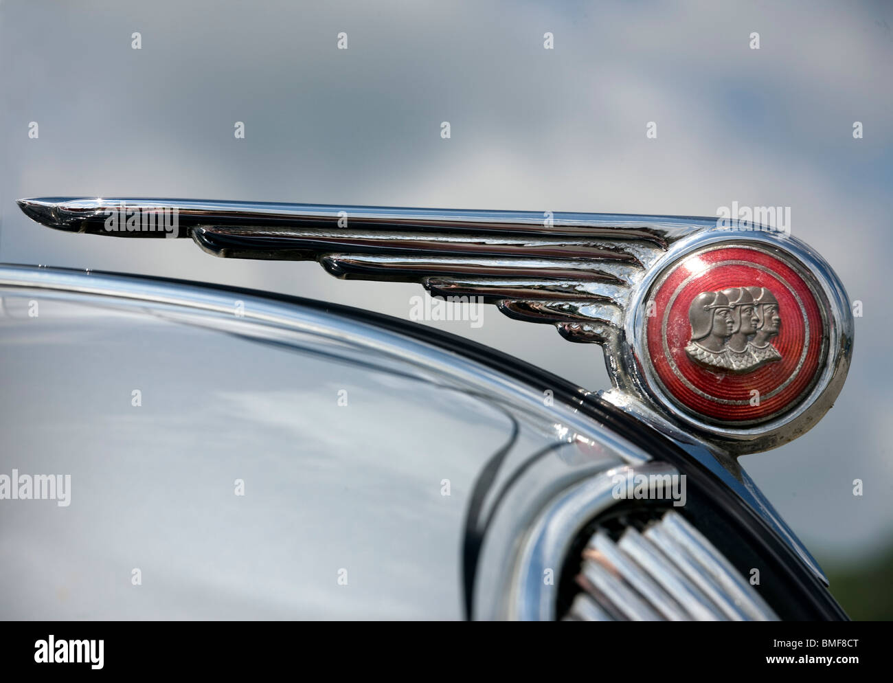 Detail of vintage car on display during an antique car show Stock Photo ...