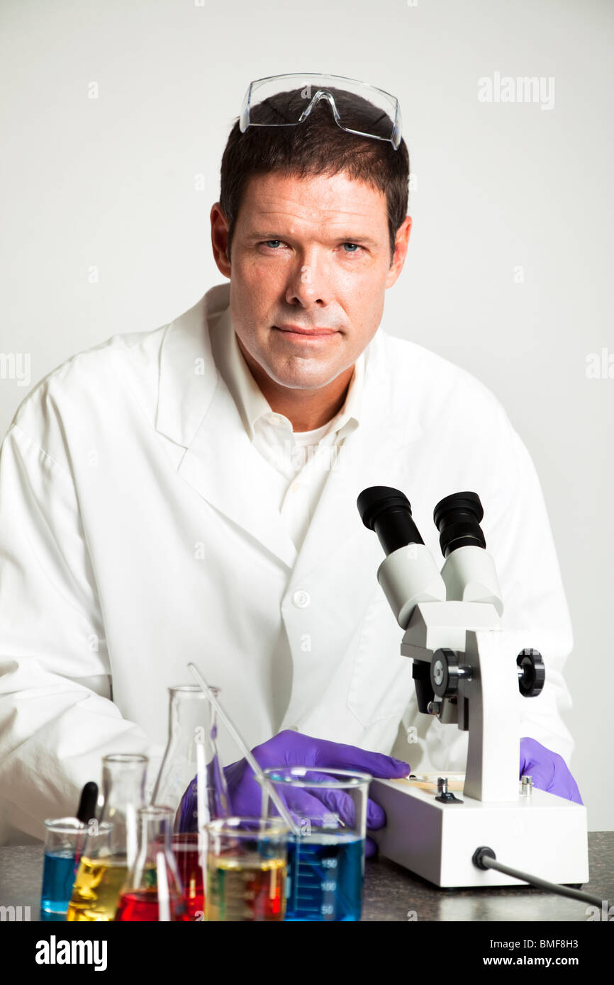 Portrait of a handsome scientist in his laboratory Stock Photo - Alamy