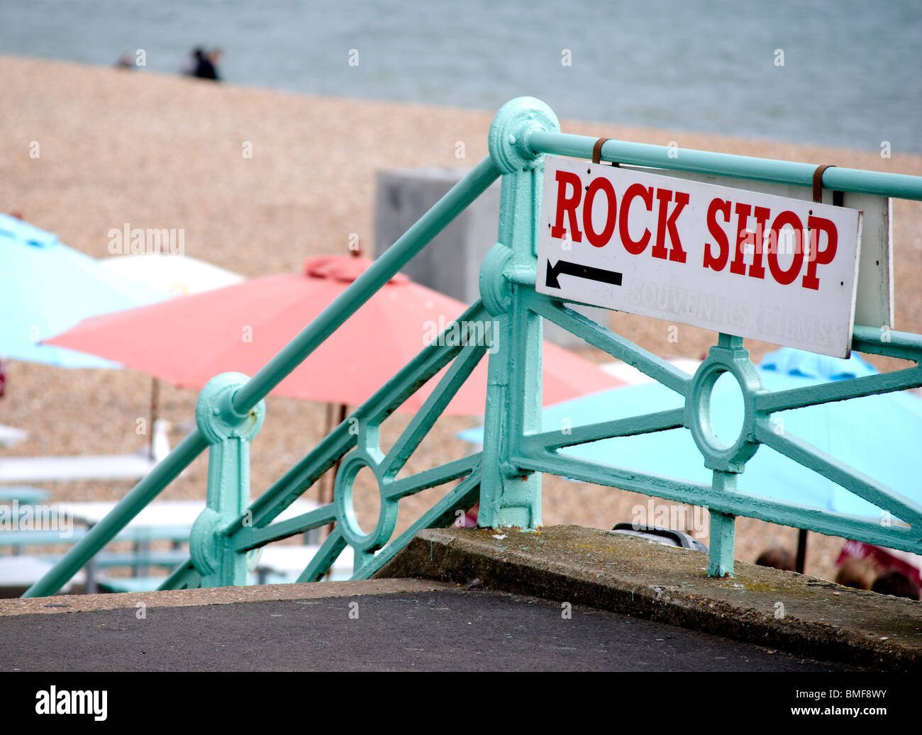 Seafront shop sign post Stock Photo - Alamy