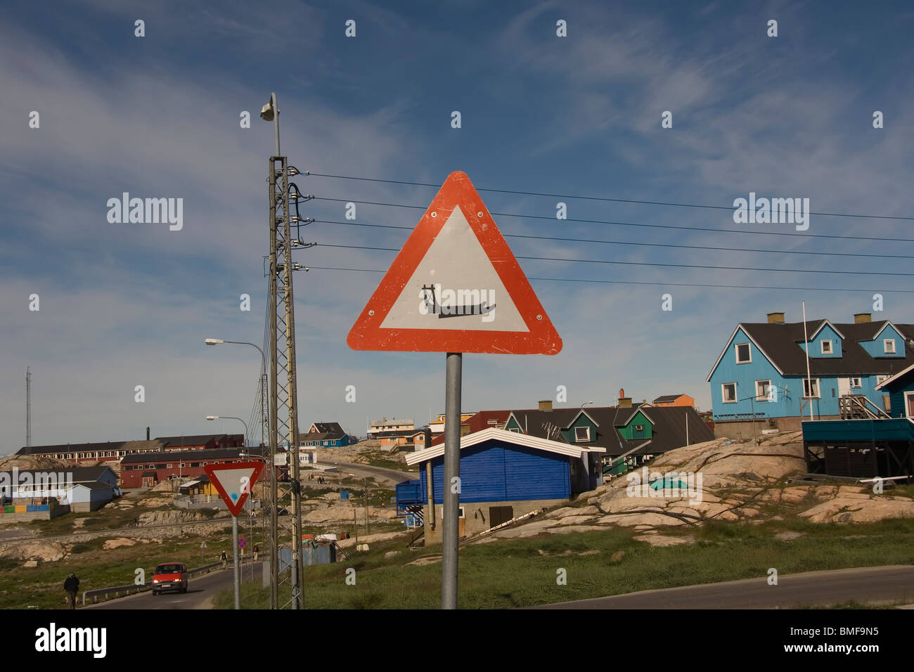 Ilulissat, Jakobshavn, Signpost, Greenland, Denmark Stock Photo - Alamy
