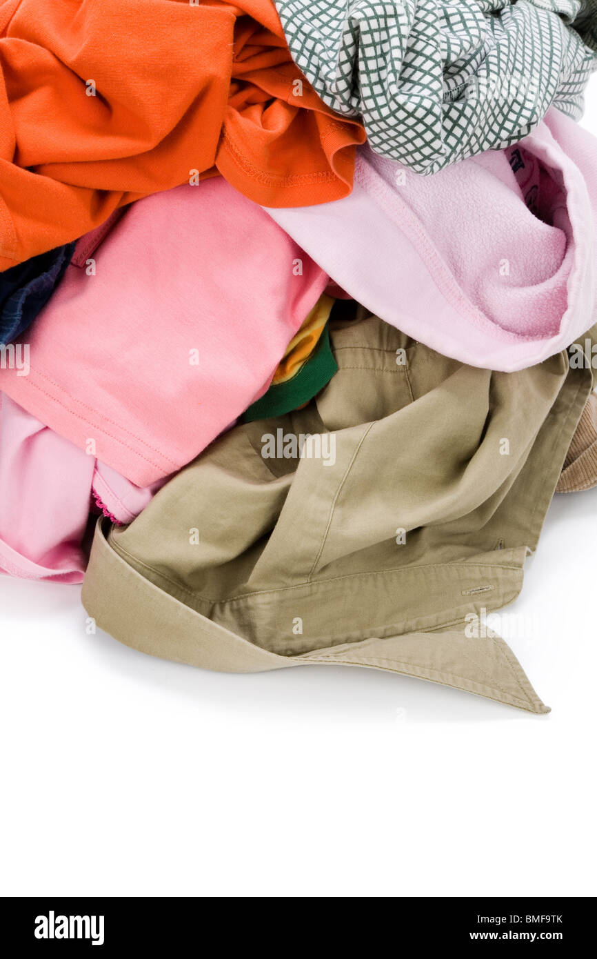 dirty clothing with white background Stock Photo - Alamy