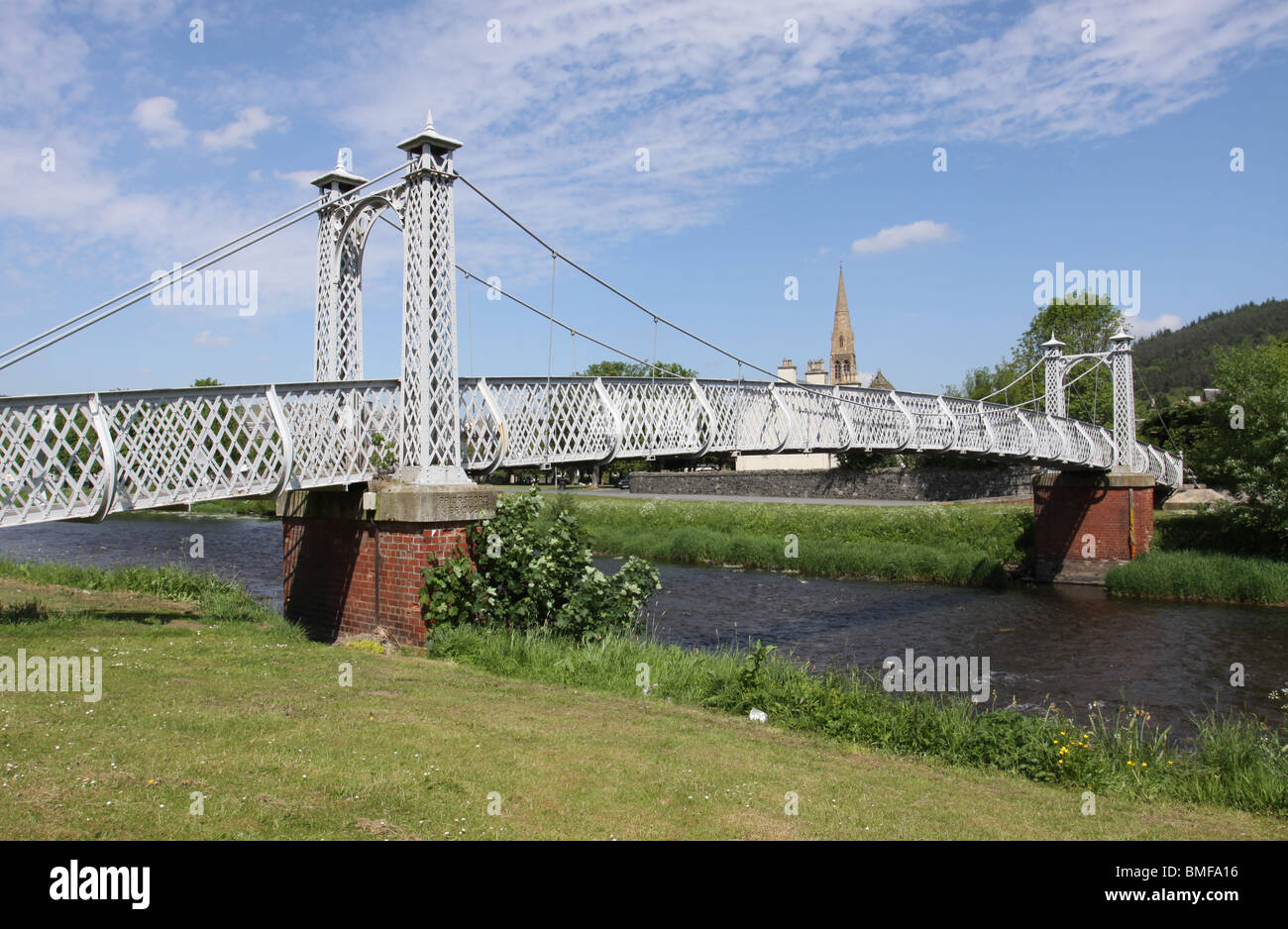 Priorsford bridge a pedestrian suspension bridge over River Tweed in ...