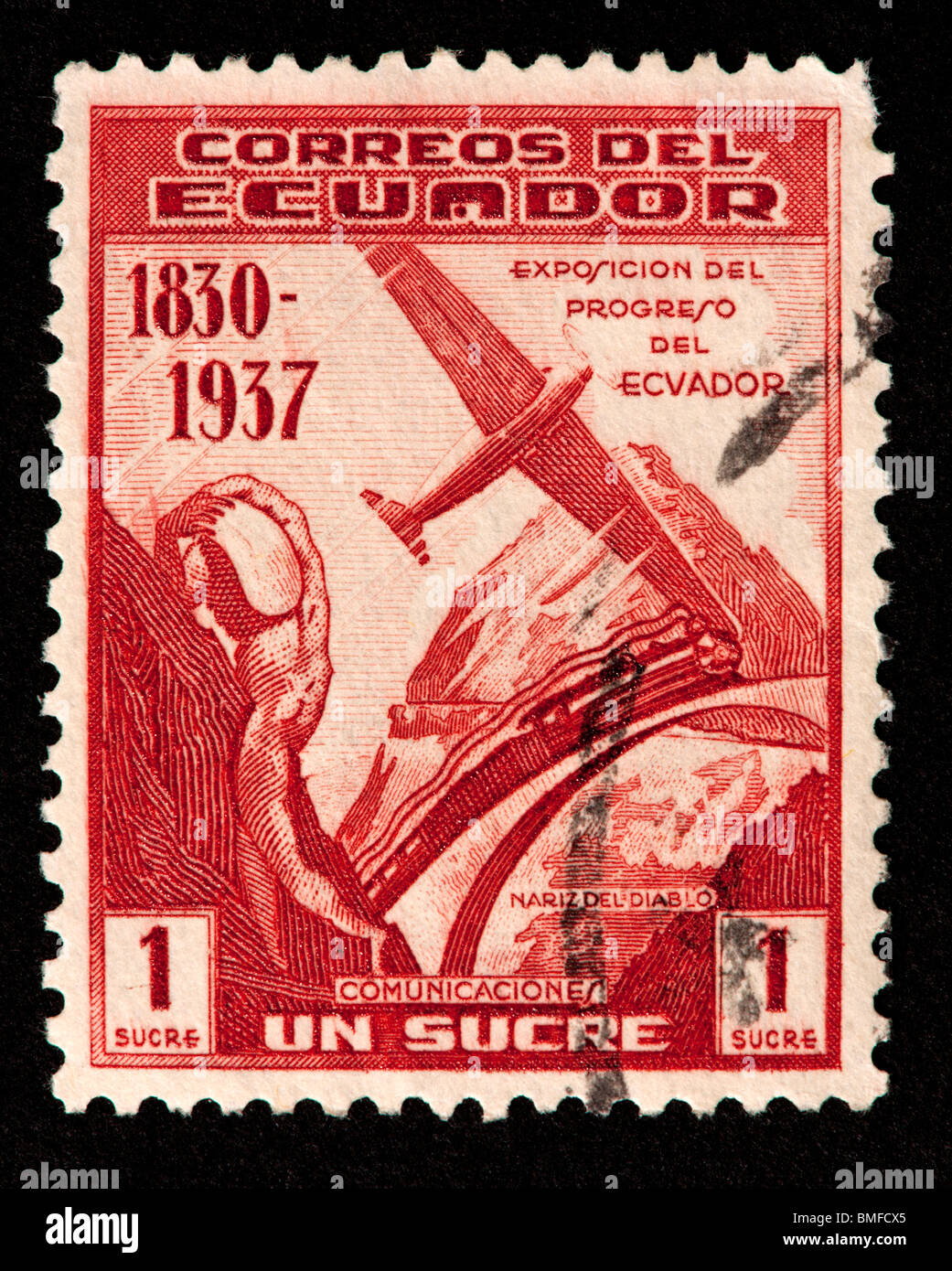 Postage stamp from Ecuador for the 1937 Progress of Ecuador Exhibition ...