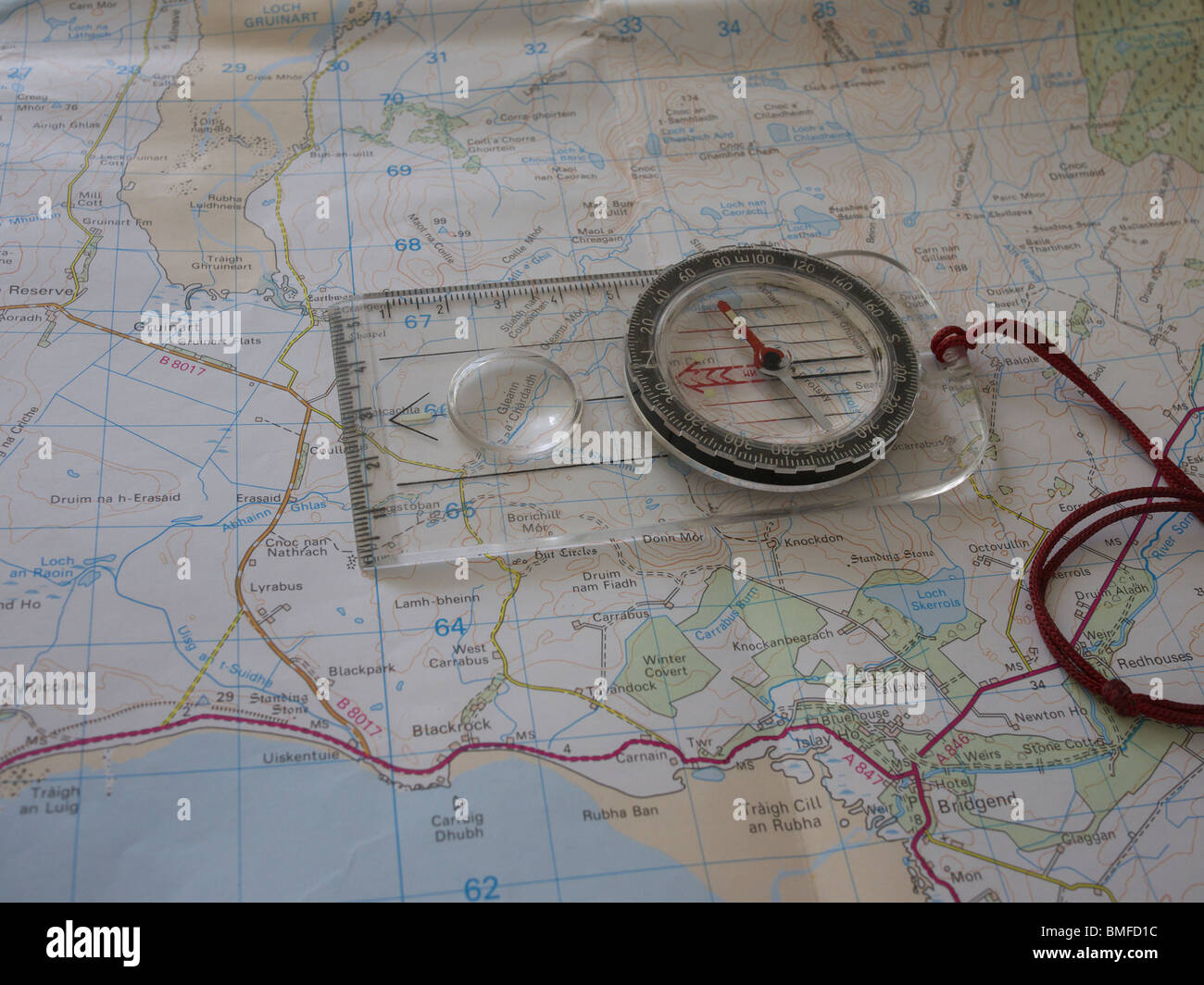 Map with compass Stock Photo - Alamy