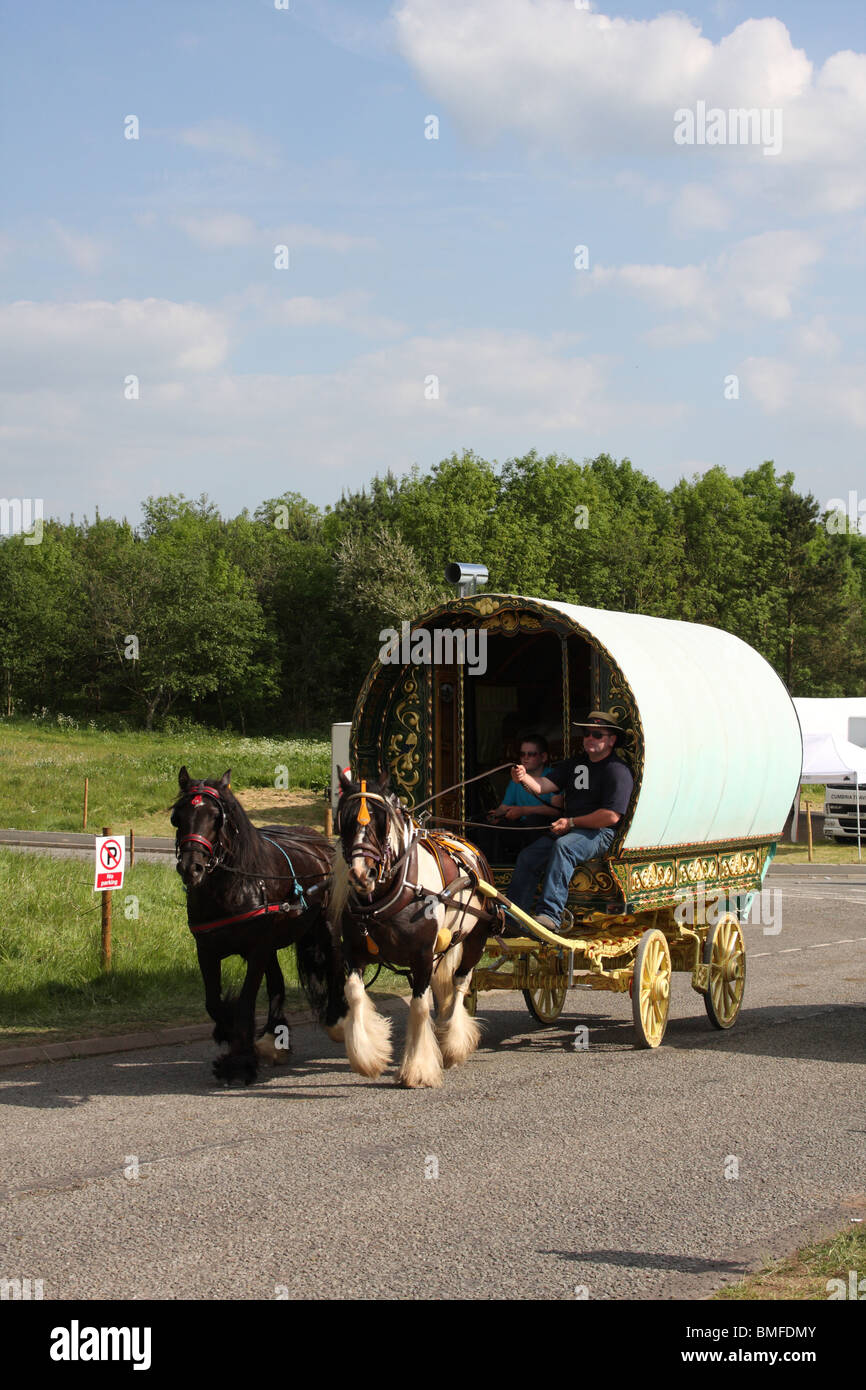A Romany gypsy family travelling to Appleby Horse Fair, Appleby-In ...