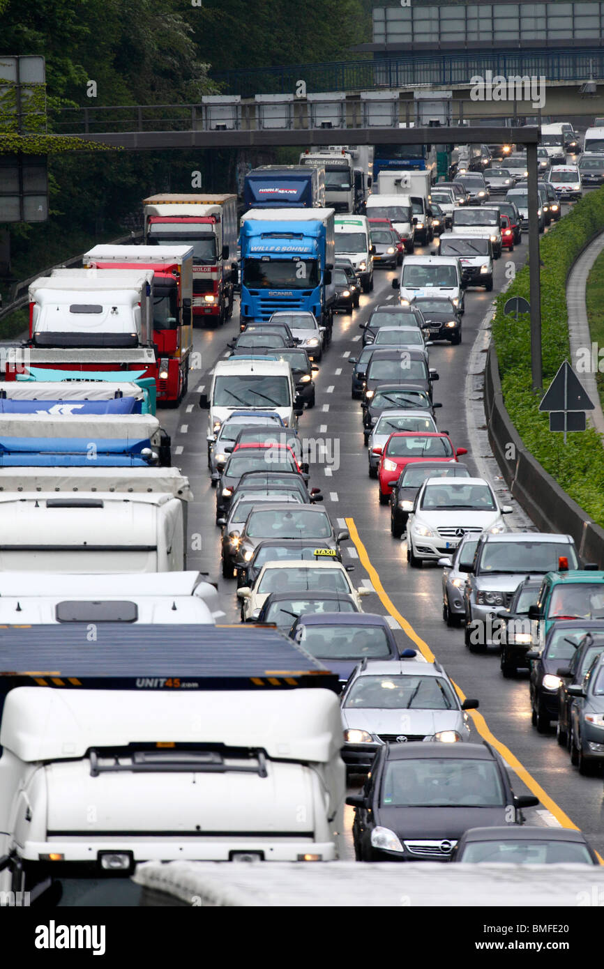 Traffic jam on a highway, motorway Stock Photo - Alamy