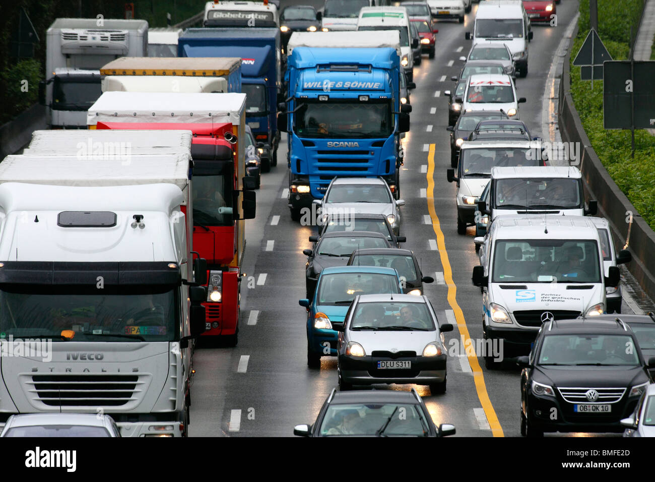 Traffic jam on a highway, motorway Stock Photo - Alamy