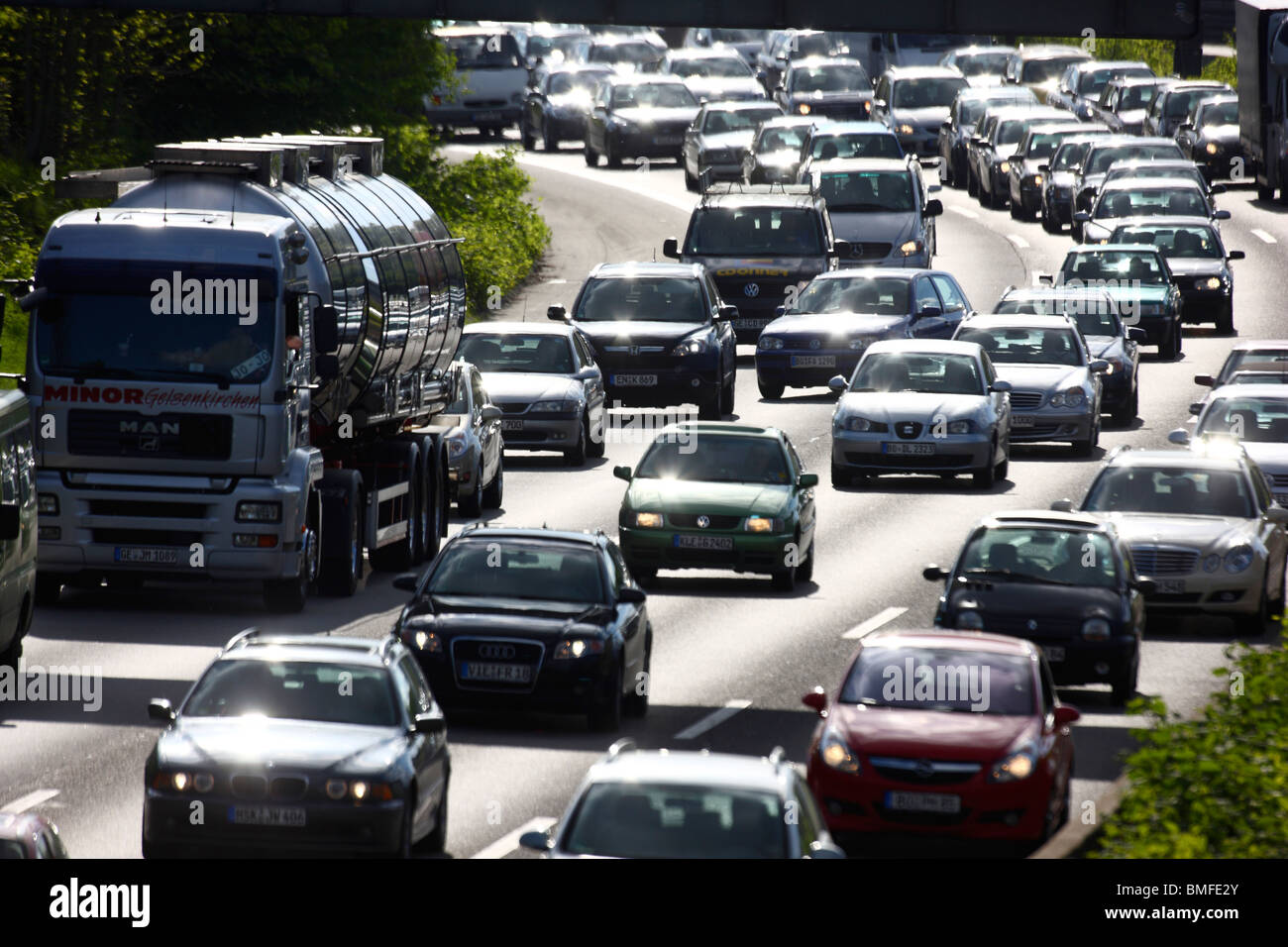 Traffic jam on a highway, motorway Stock Photo - Alamy