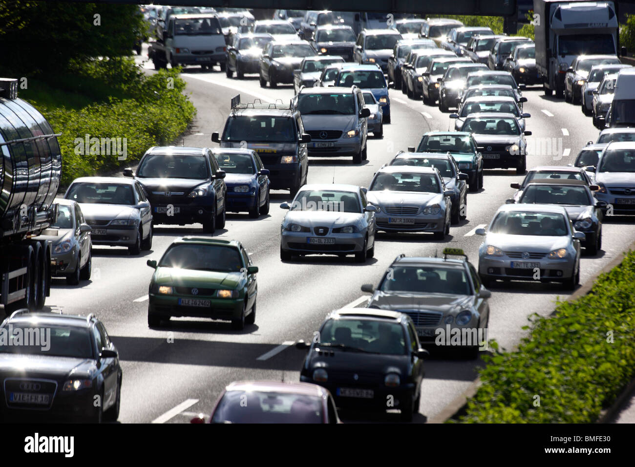 Traffic jam on a highway, motorway Stock Photo - Alamy