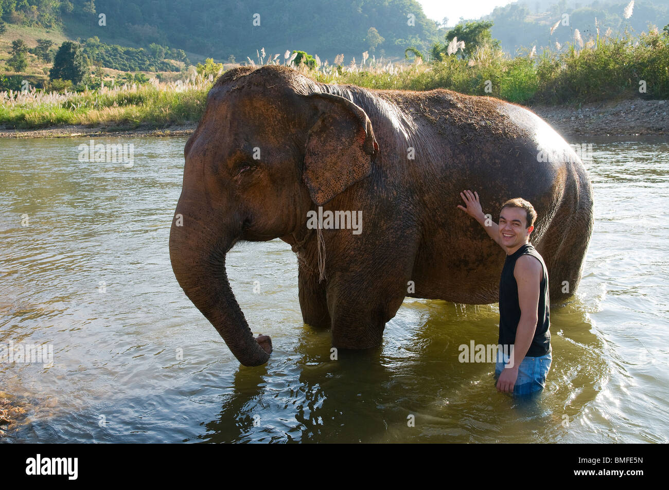 THAILAND, NORTH OF CHIANG MAI: Lek's elephant farm for rescued ...