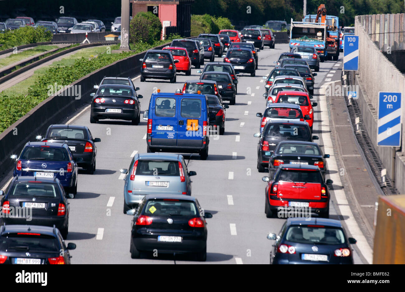 Traffic jam on a highway, motorway Stock Photo - Alamy