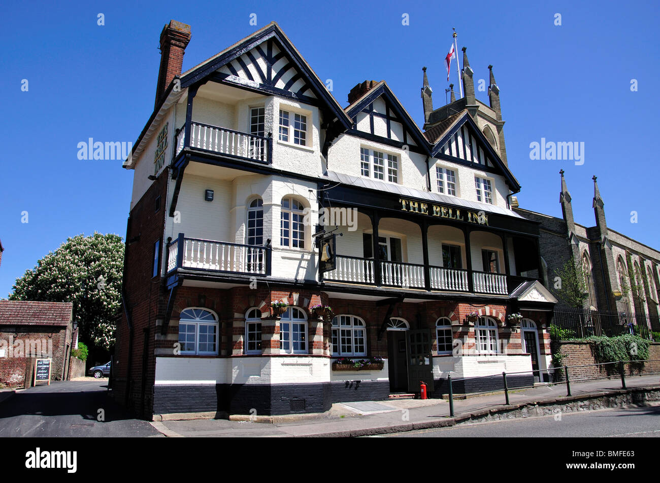 The Bell Inn and St.Mary's Church, Thames Street, Hampton, Greater ...