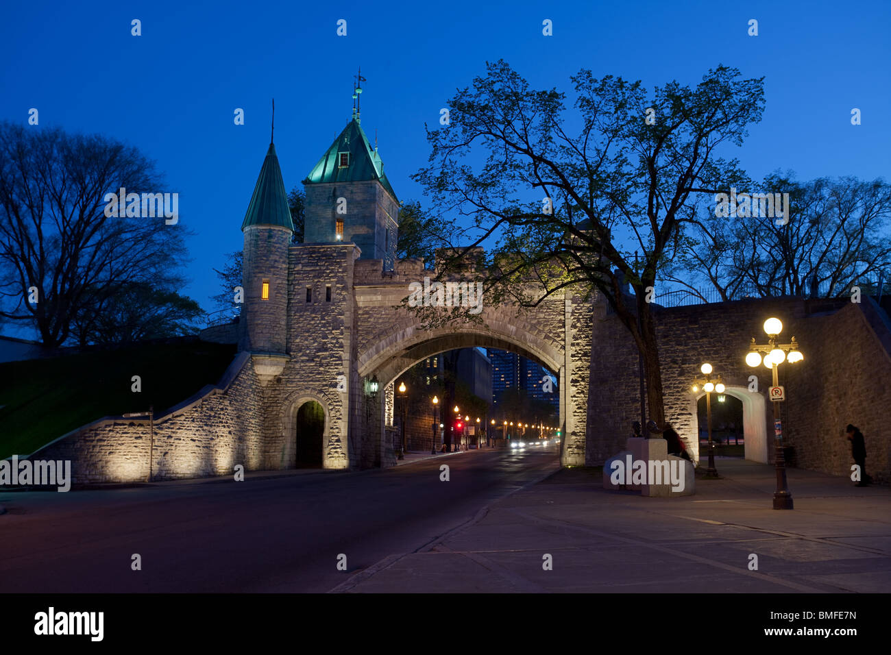 Quebec City historic fortified wall at dusk Stock Photo - Alamy