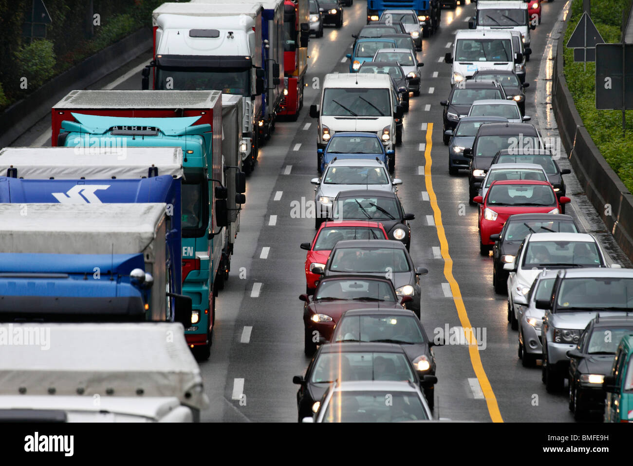 Traffic jam on a highway, motorway Stock Photo - Alamy