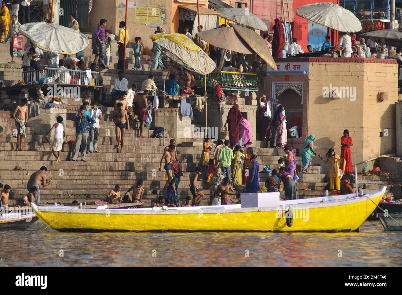 Boats on the River Ganges at the ghats, Varanasi, India Stock Photo - Alamy